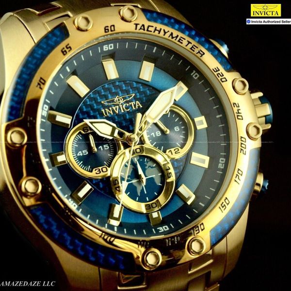 NEW Invicta Men 50mm Chrono Speedway Scuba BLUE CABON FIBER DIAL ...
