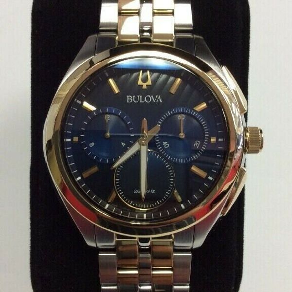 New Bulova CURV Men's Collection Quartz Chronograph Blue Dial Watch ...