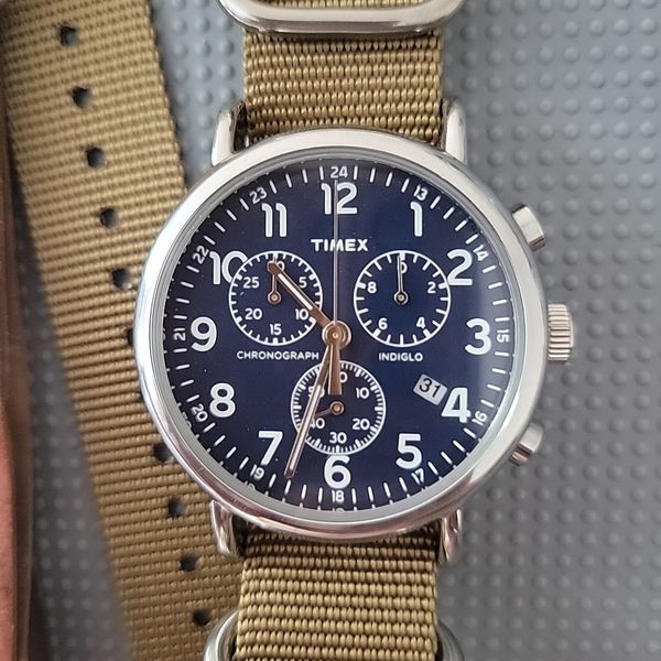 Men's Timex Weekender Chronograph Quartz Watch. New Battery & Maratac ...