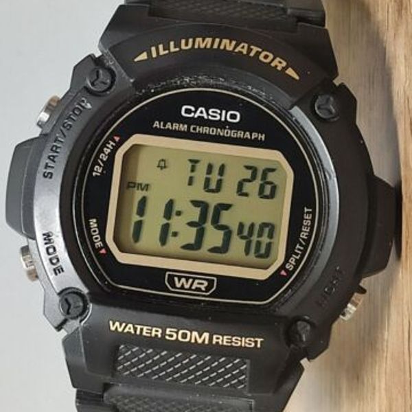 CASIO Black & Gold Digital Chronograph Men's Watch - W219H-1A2V MSRP ...