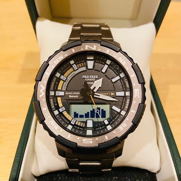 CASIO PRO TREK PRT-B70T-7JF Bluetooth Titanium Band Watch Men's ...
