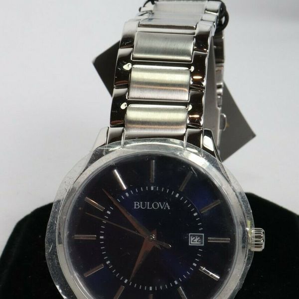 Bulova 96B266 Men's Stainless Steel Blue Dial Classic Watch $125 New ...