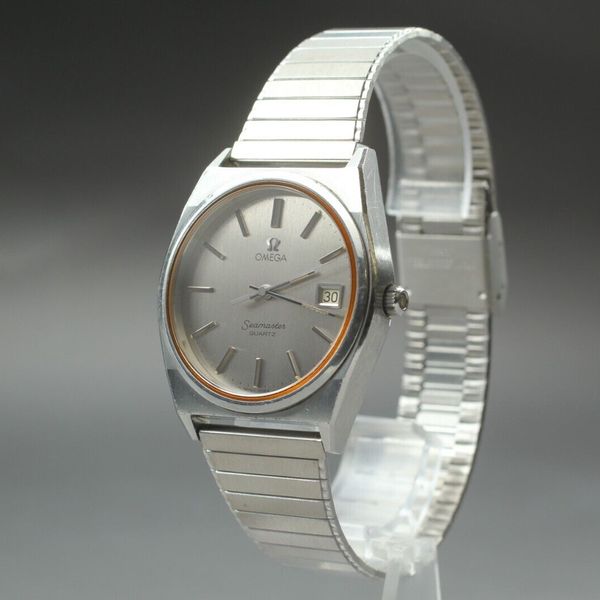 [NEAR MINT] Vintage OMEGA Seamaster Cal. 1342 Silver Date Men's Qz ...