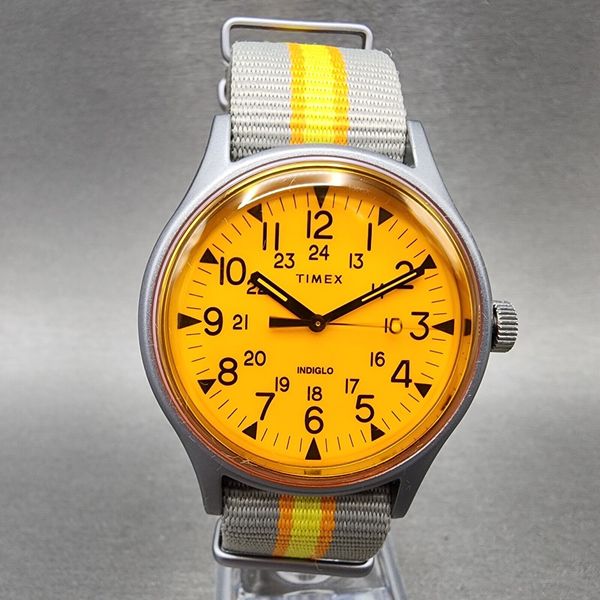 Timex MK1 Watch Men 40mm Orange Dial Aluminum Case Round Nato Strap New ...