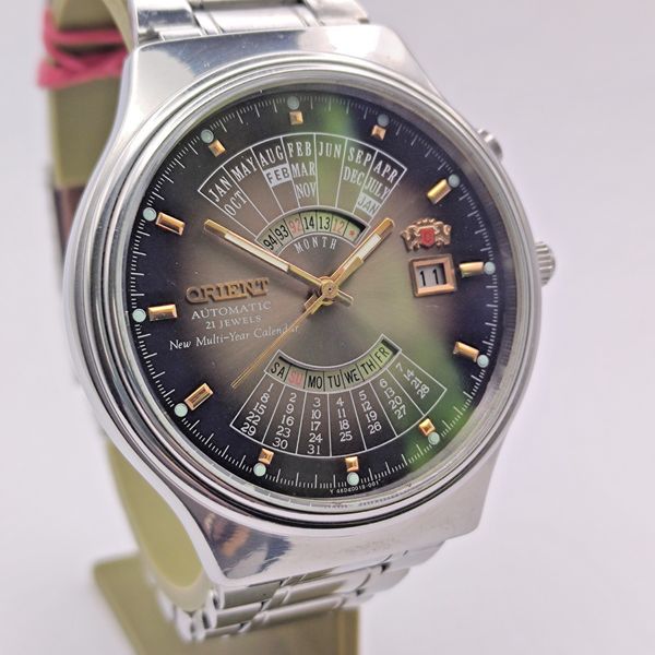Vtg Orient College 90s Perpetual Multi Year Calendar Mens Watch ...