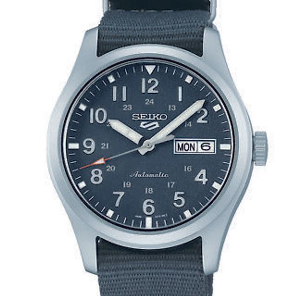 Seiko 5 Sports Gents Automatic Watch with Grey Dial and Grey Nylon ...