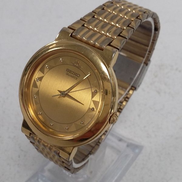 Vintage Seiko Quartz Gold Tone Watch with Stainless Steel Back Working Pre-Loved | WatchCharts ...