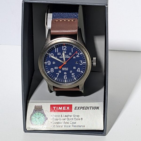 Timex TW4B14100, Men's "Expedition" Blue Fabric Watch, Scout, Indiglo, Date, NEW | WatchCharts ...
