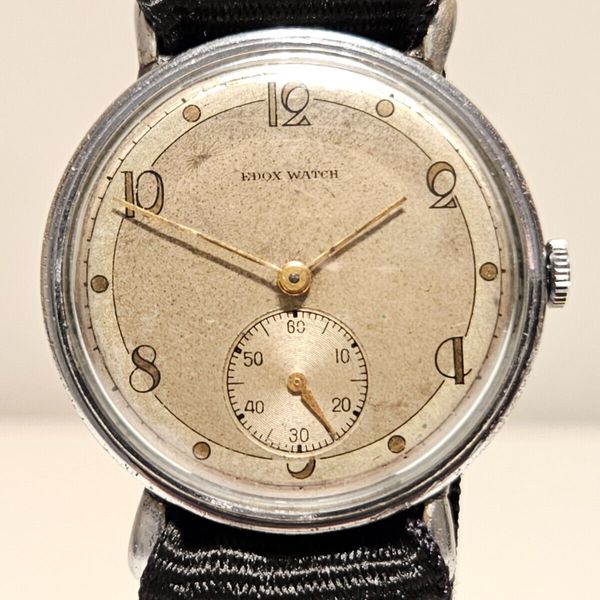 VINTAGE VERY RARE EARLY SWISS WW2 ERA 35MM MEN'S MECHANICAL WATCH "EDOX ...