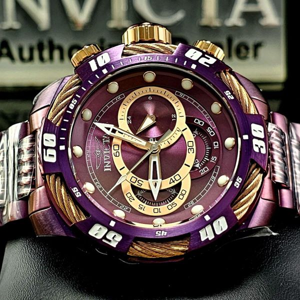 Invicta Men's Speedway Purple Gold Dial Chronograph 50mm Quartz SS ...