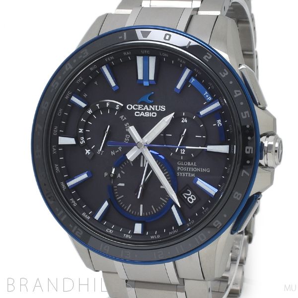 Casio watch men's Oceanus GPS hybrid solar radio titanium black dial ...