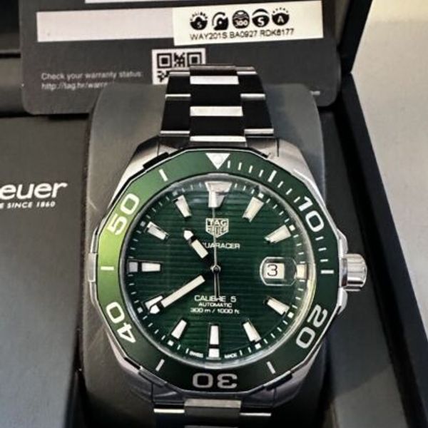 Genuine New Unworn Tag Heuer Aquaracer (Hulk) Green Calibre 5 Full Set ...
