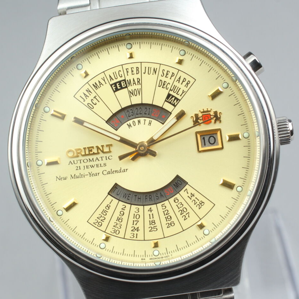 [N MINT] Orient New Multi Year Calendar 46D701-92 Gold Dial Automatic ...