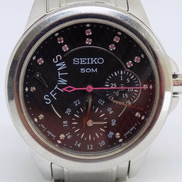 SEIKO Chronograph model no. 5Y66-0AY0 Steel unisex wristwatch c.2001 ...
