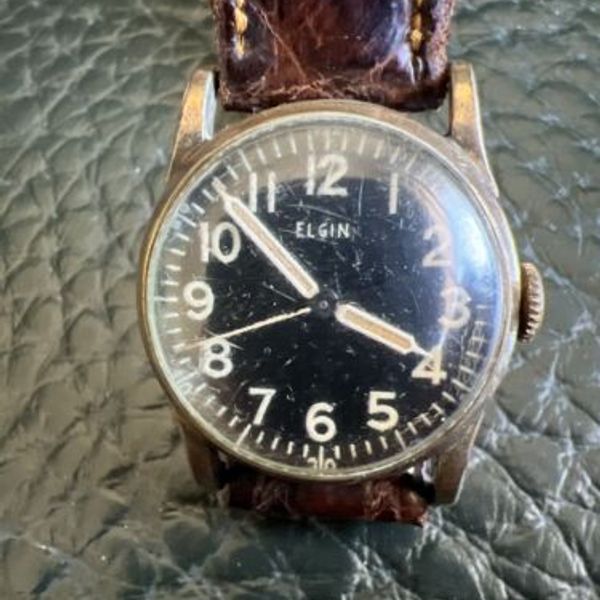 Rare Vintage Elgin Pilot Watch Manual Wind Military 539 Movement 15 ...