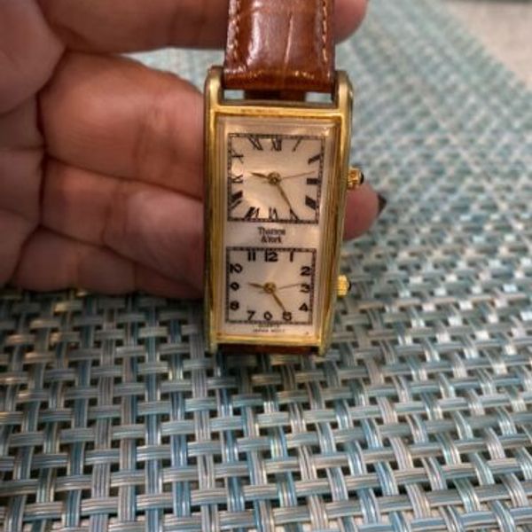 Thames & York Traveler Dual Face Curvex Travel Watch 2 Dials Brown ...