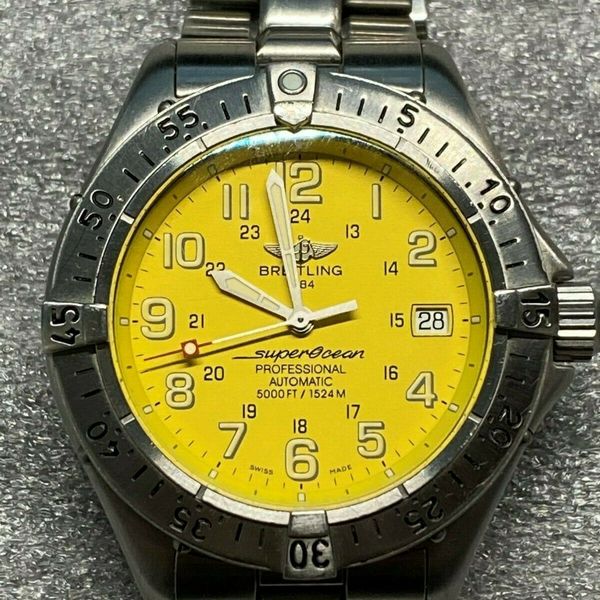 Breitling Watch: Yellow SuperOcean Professional A17345 | WatchCharts Marketplace
