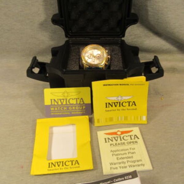 Stainless Steel Gold Invicta Quartz Automatic And Manual Wind Watch ...