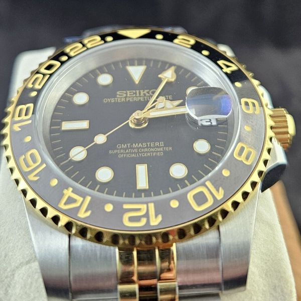 Seiko Mod NH34 GMT Master Zombie Two Tone Black Yellow Gold - New ...