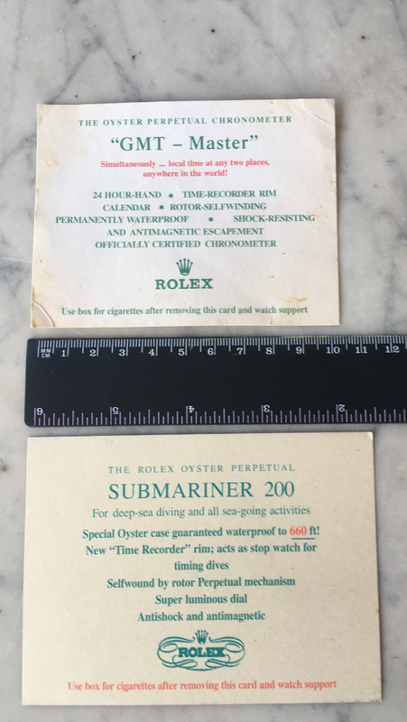FS Rolex GMT Cigarettes Card & Rolex Submariner Cigarettes Card ...