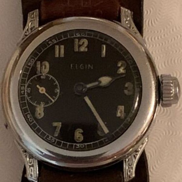 Vintage ELGIN WW2 Era Wrist Watch / W/ Slip-Thru Cordovan Leather Band ...