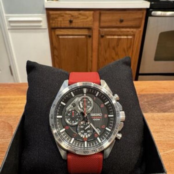 Seiko Chronograph Black Dial Men's Watch SSB325 With Barton Strap ...