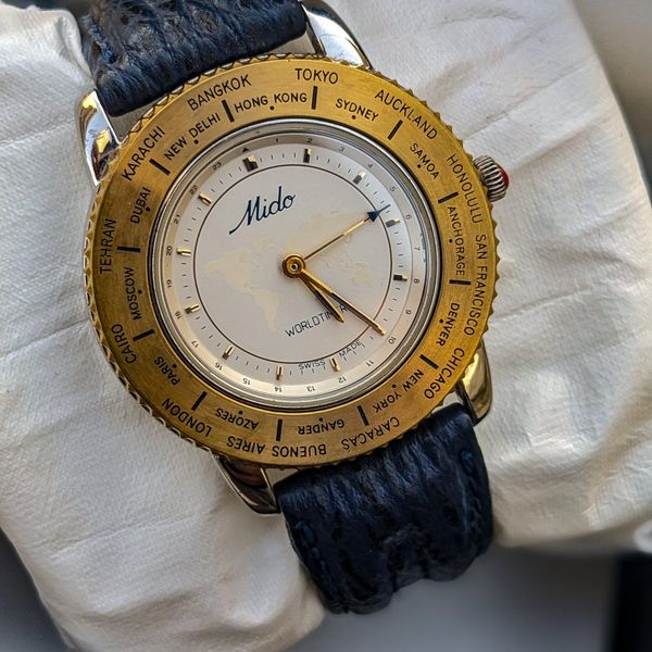 [wts] Mido worldtimer 5200 white dial 2000-2010 rotating bezel | WatchCharts Marketplace