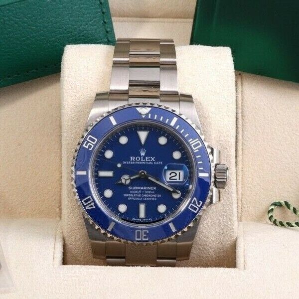 Rolex Submariner Smurf White Gold - Blue - New Style Card Box/Papers ...