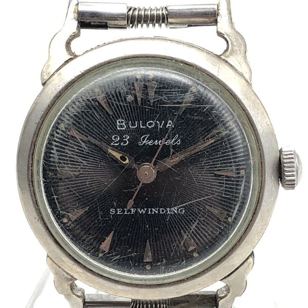 Bulova 23 Jewels Self Winding USA Movt. 1957 Art Deco Sunburst Black ...