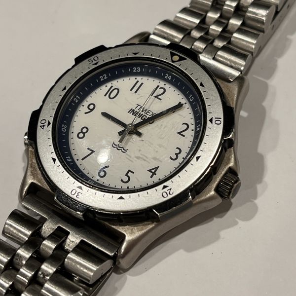 Vintage Running Timex Indiglo Dive Watch. Broken Indiglo Light. (39mm W ...