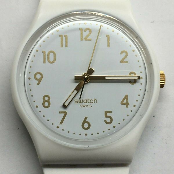 Swatch Swiss Made Quartz Watch, White Synthetic Strap, IS24, Ex ...