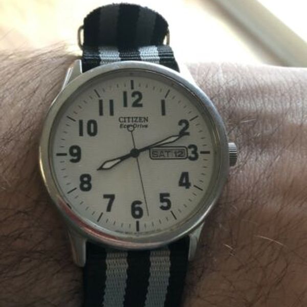 Citizen EcoDrive Men's Watch E101-S025451 New NATO Style Band White ...