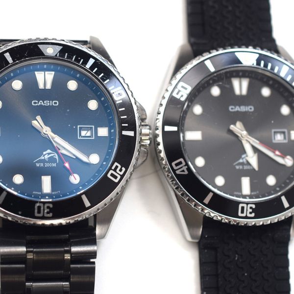two Casio MDV106 Marlin watches - one mod with Blue tint Sapphire ...
