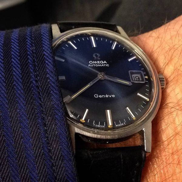 SOLD Omega Genève Automatic – Stainless Steel – Dark Blue Dial ...