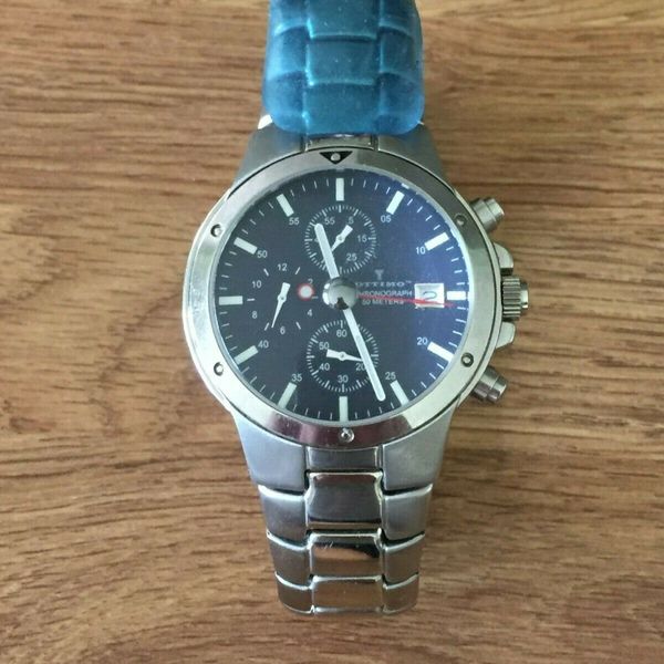 Men's Fashion Watch - Stainless Steel Ottimo Chronograph - Blue Dial ...