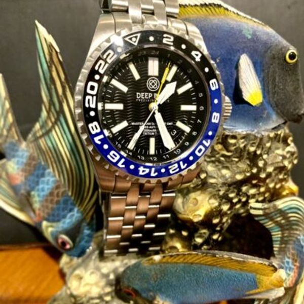 Deep blue Master GMT 2000m Diver Swiss Automatic Helium Excellent In ...