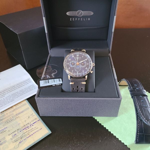 Zeppelin 7036-3 Hindenburg Moon Phase Watch with Vintage Leather Band ...