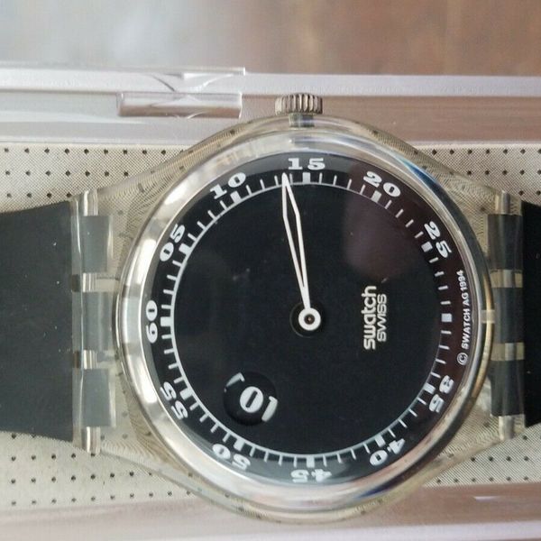 Wristwatch SWATCH Gent UPSIDE DOWN (GK182)-NOS-Artist! Black silver ...
