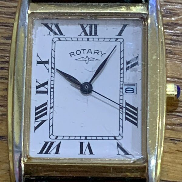 Vintage Rotary Ref: GS0722 Date Quartz Gents Tank Leather Watch ...