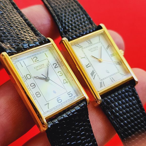 Citizen Tank Rare Watch Lot of Two White Dials Leather Vintage For ...
