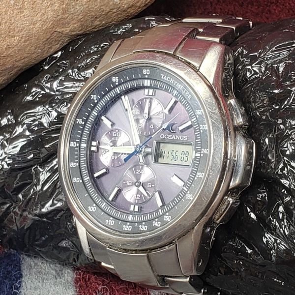 Rare CASIO OCEANUS Wave Ceptor Tough Solar Titanium Wristwatch OCW ...