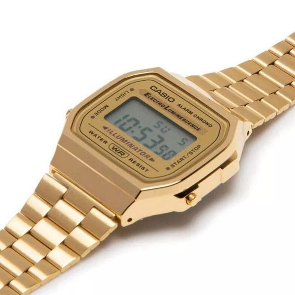 CASIO A168 A168WA 168WG UNISEX GOLD TONE STAINLESS STEEL DIGITAL WATCH ...