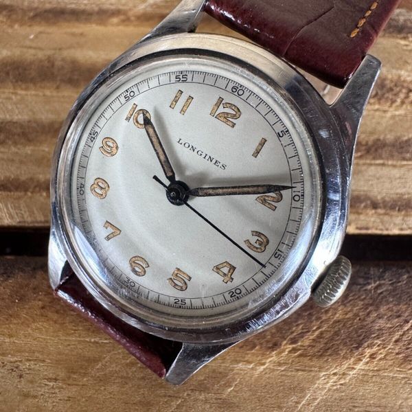Vintage Longines Sei Tacche six notch screw back 1946 36mm BIG SIZE ...