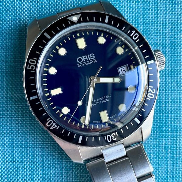 Oris 65 Diver Date 40mm case with original stainless steel and leather ...