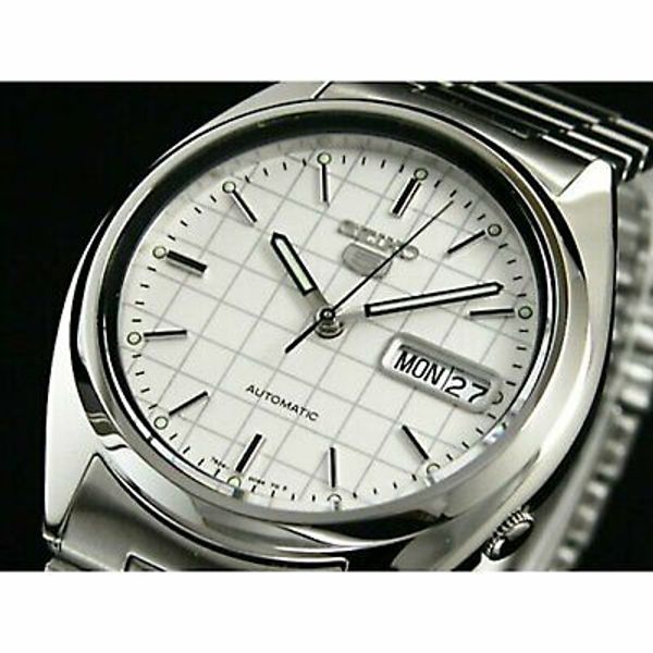 SEIKO 5 SNXF05 SNXF05K1 Automatic 21 Jewels White Dial Stainless Steel ...