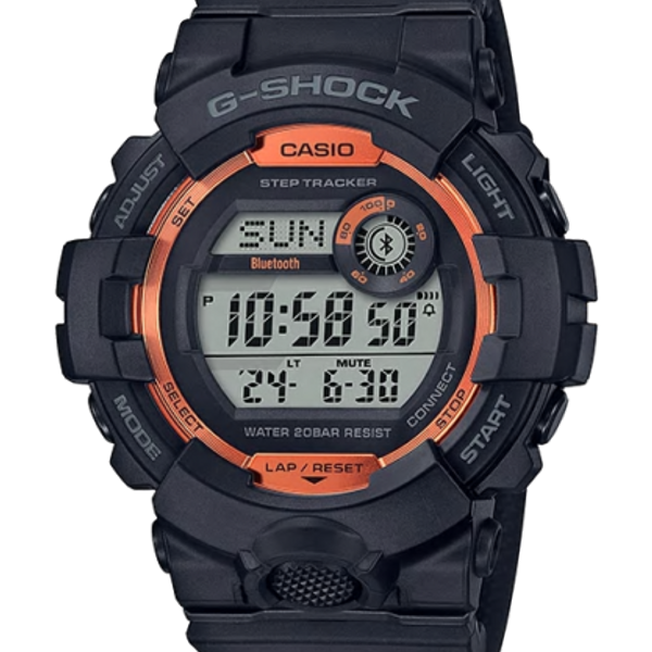 Casio G-shock GBD800SF-1 Digital Back / Orange Resin Mens Digital Watch ...