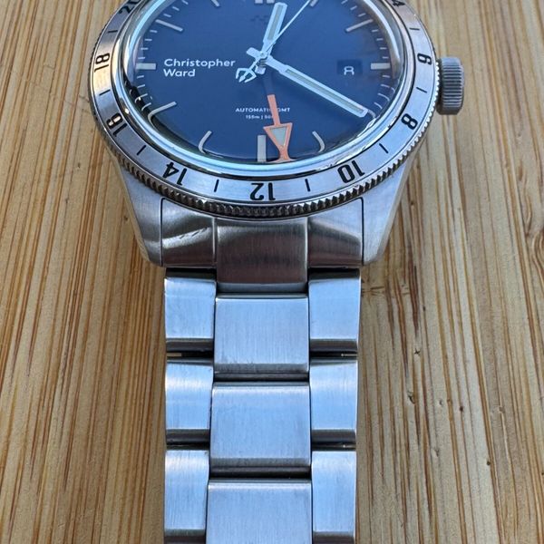 Christopher Ward c65 trident automatic GMT stainless steel with black ...
