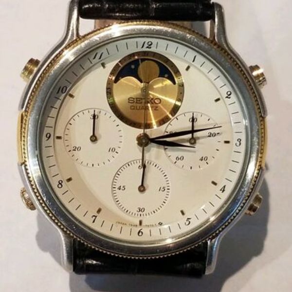 Vintage Seiko 7A48-7040 Chronograph Moon Phase watch working great ...