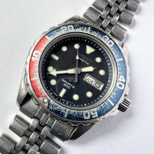 SEIKO 5M43-0A40 Automatic Watch Vintage Mens KINETIC 5 Sports 200 Black ...
