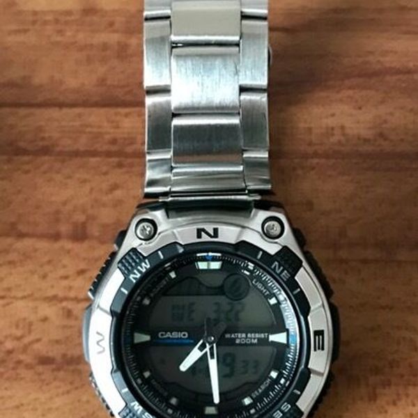 CASIO OUTGEAR AQW-100D-1A ANADIGI MOON DATA TIDE GRAPH WR200M ...